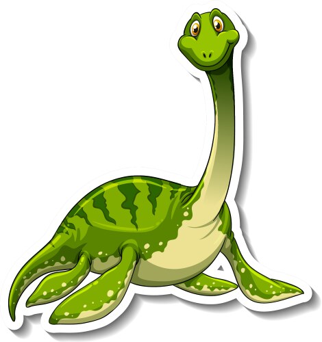 Brachiosaurus dinosaur cartoon character sticker Vector Image