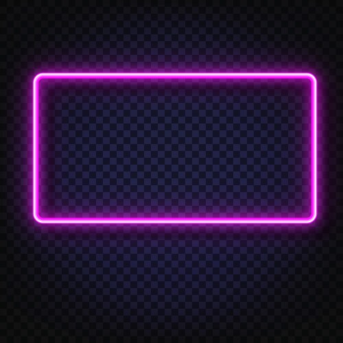 Blue neon rectangle frame template on transparent Vector Image