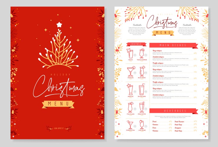 Christmas menu with snowflake design Royalty Free Vector