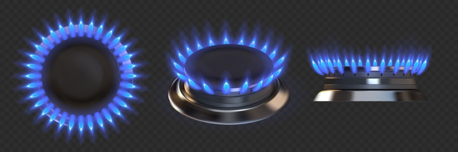 Burning stove gas burner realistic Royalty Free Vector Image