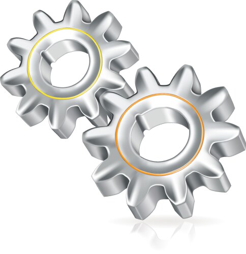 Two gears outline icon symbols team work Vector Image
