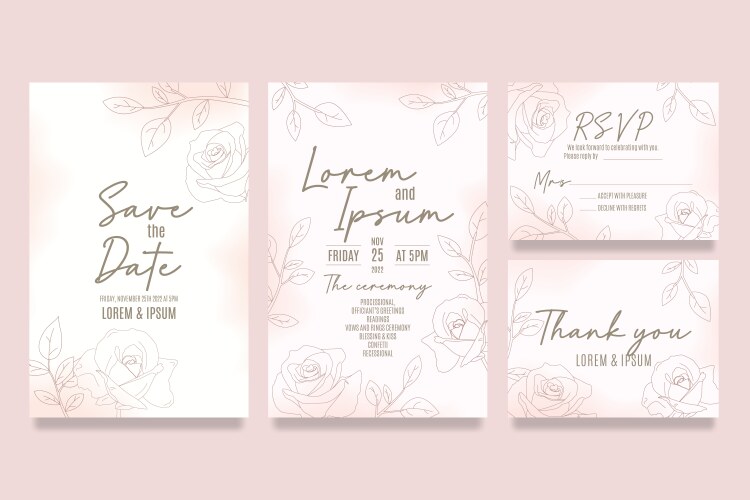 Hand draw wedding invitation template with roses Vector Image