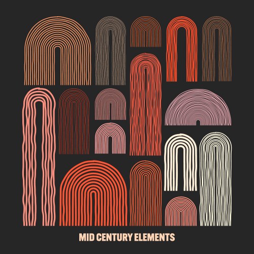 Mid century arch elements modern geometric shapes Vector Image