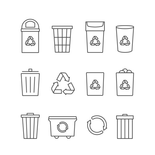 Waste sorting bins icon colouring page Royalty Free Vector