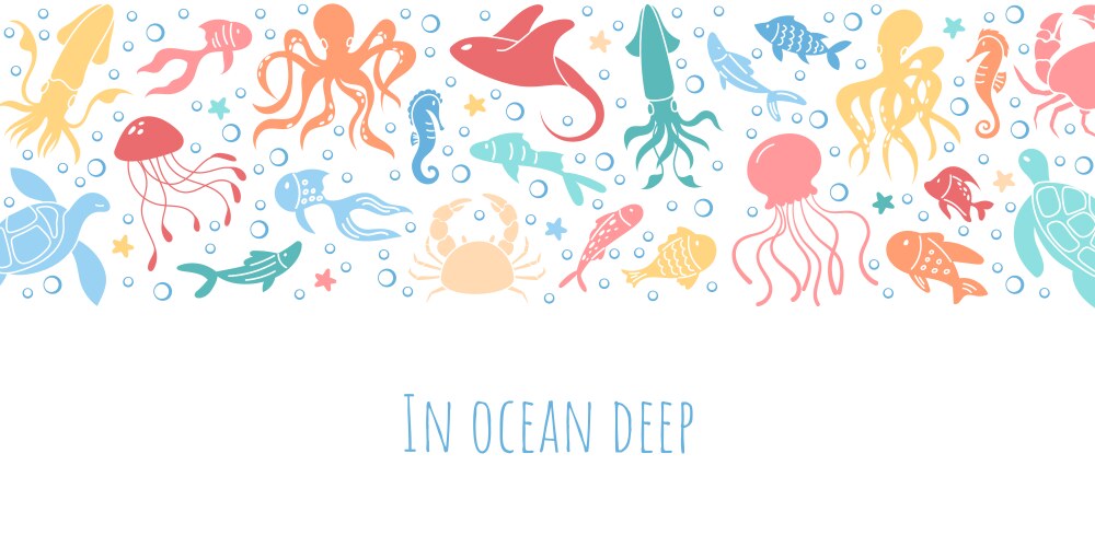 Peaceful underwater design with sea creatures Vector Image