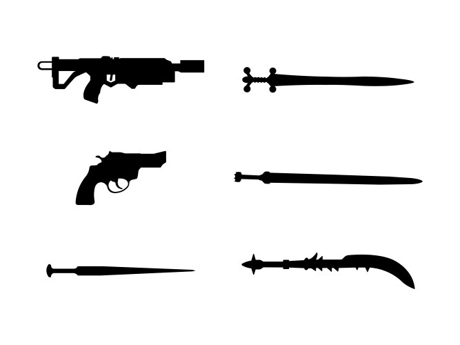 Group of medieval weapons outline design Vector Image