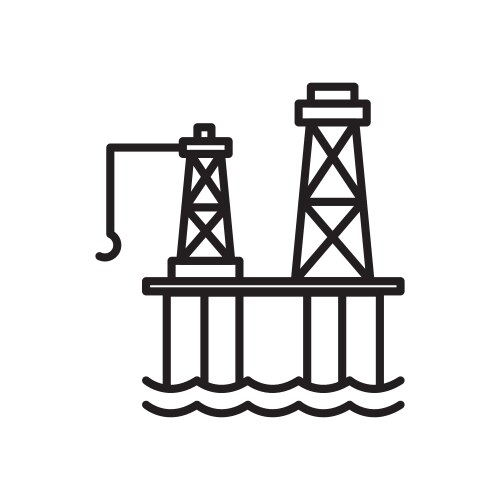Oil platform icon black and white outline sign Vector Image