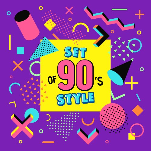 90s logo design 1990s sign with long shadow Vector Image