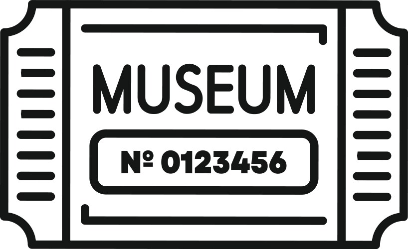 Red museum ticket admit one access pass Royalty Free Vector