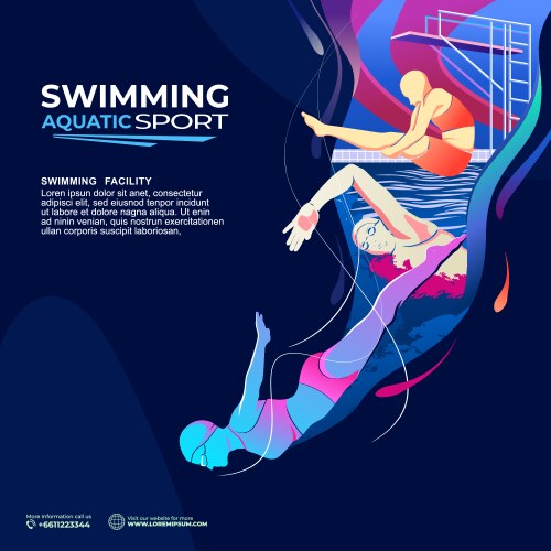 Swimming sport banner background Royalty Free Vector Image