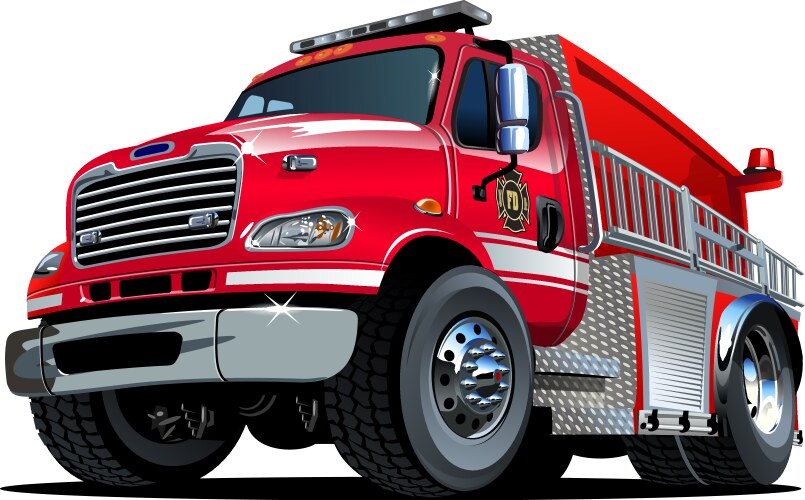 Cartoon emergency rescue fire department truck Vector Image
