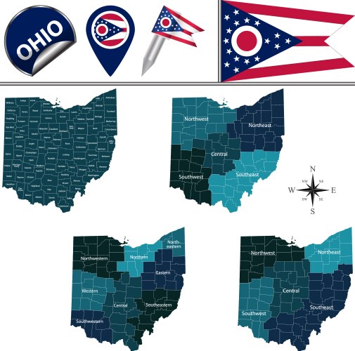 United states regions and divisions Royalty Free Vector