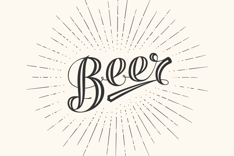 Hand drawn lettering beer on chalkboard background