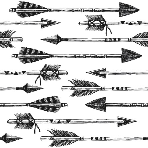 Ethnic arrows hand drawn feather arrow tribal Vector Image