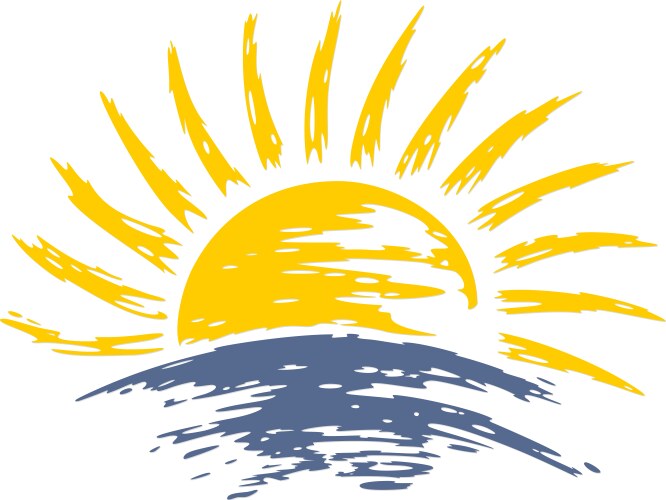 Sea waves and rising sun sunset or sunrise Vector Image