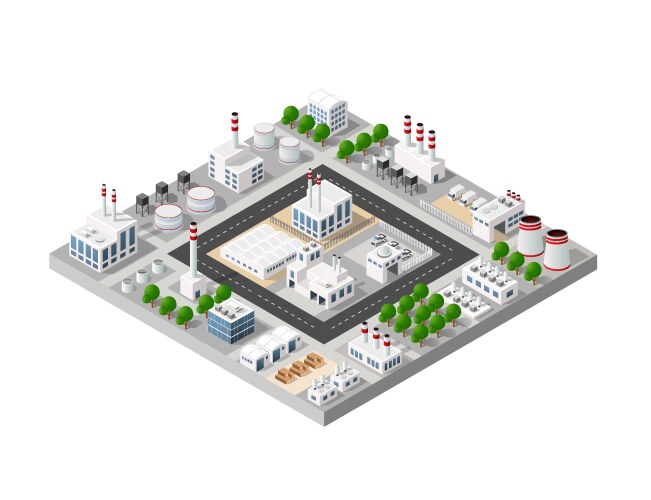 Factory and warehouse view Royalty Free Vector Image