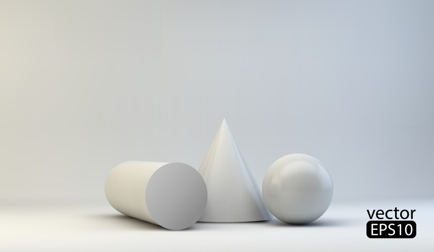 3d figures realistic primitives composition Vector Image