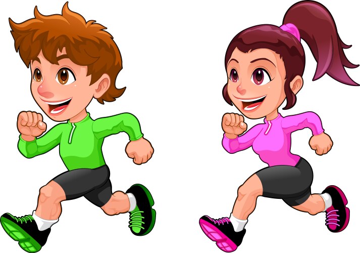 Cartoon boy follow the race Royalty Free Vector Image