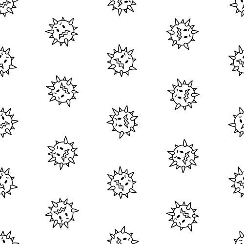 Viruses kawaii seamless pattern coloring page Vector Image