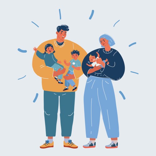 Mother and father hugs daughter Royalty Free Vector Image
