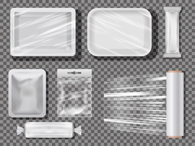 Blank vacuum packages food snacks void packets Vector Image