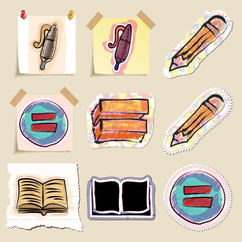 Hand drawn education emblems set isolated Vector Image