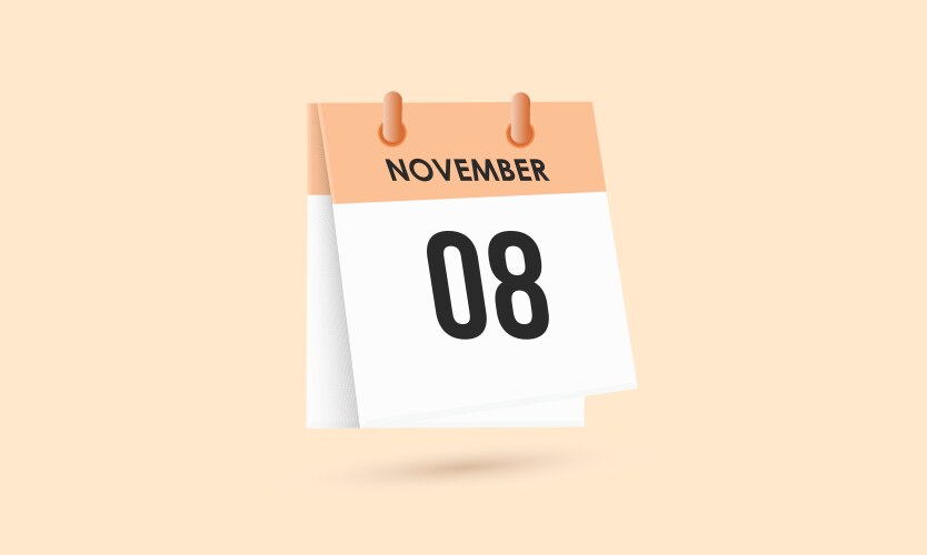November 8 - calendar and time planner daily – Royalty-Free Vector ...