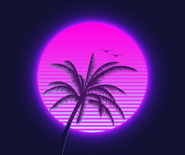 Retrowave Sun and Palm Trees Vector Images (over 340)
