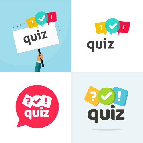 Quiz logo icon symbol flat cartoon color Vector Image