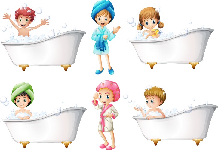 A kid taking bath Royalty Free Vector Image - VectorStock