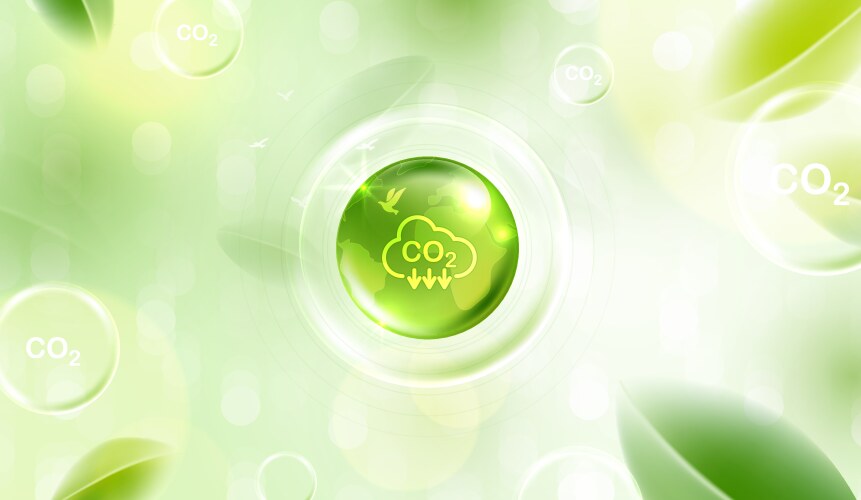 Reduce co2 or carbon concept in bubbles Royalty Free Vector