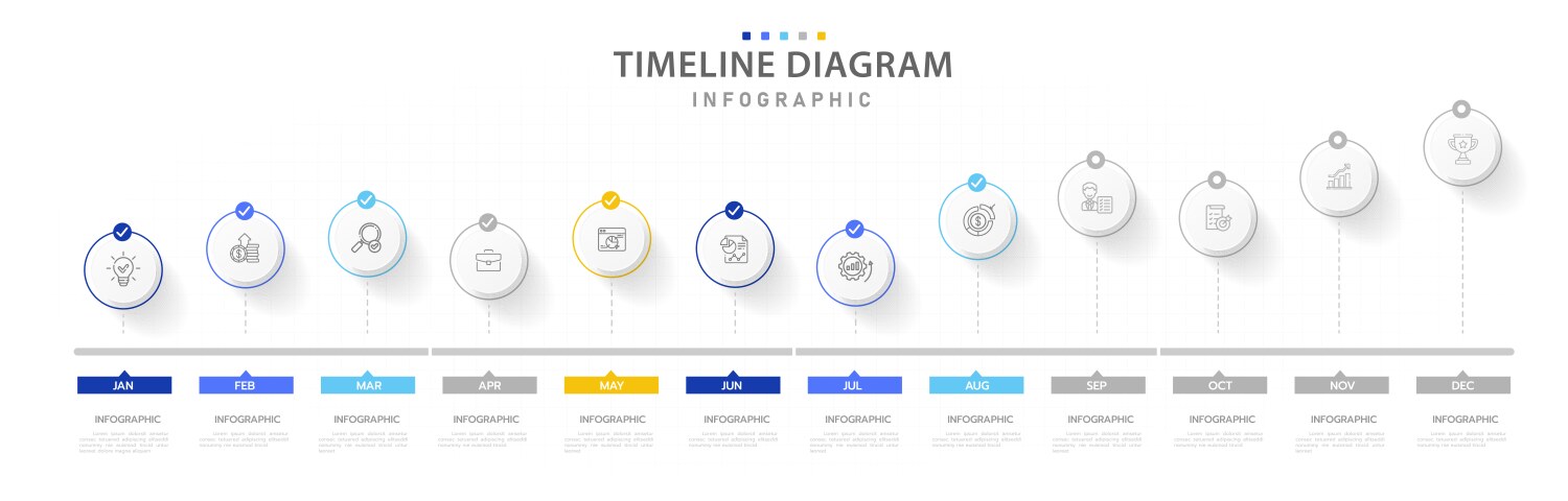 12 Month Timeline Calendar Diagram Royalty Free Vector Image