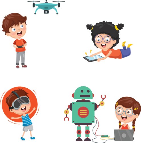 Kid and technology devices Royalty Free Vector Image