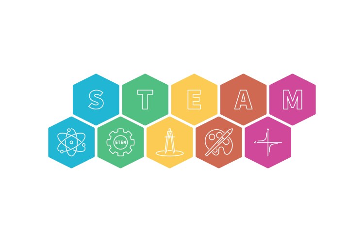 Science and math - stem learning red Royalty Free Vector