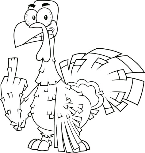 Angry turkey character showing middle finger Vector Image