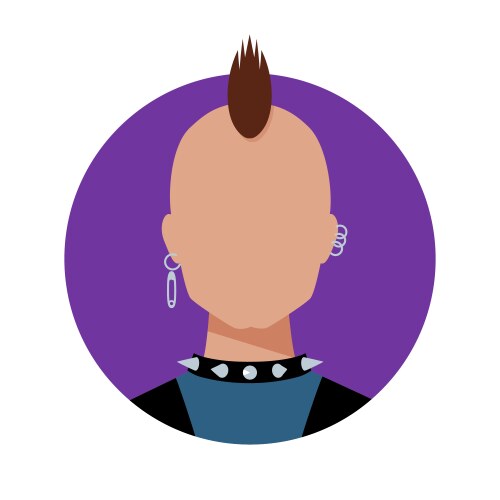 Cute punk girl with mohawk haircut Royalty Free Vector Image