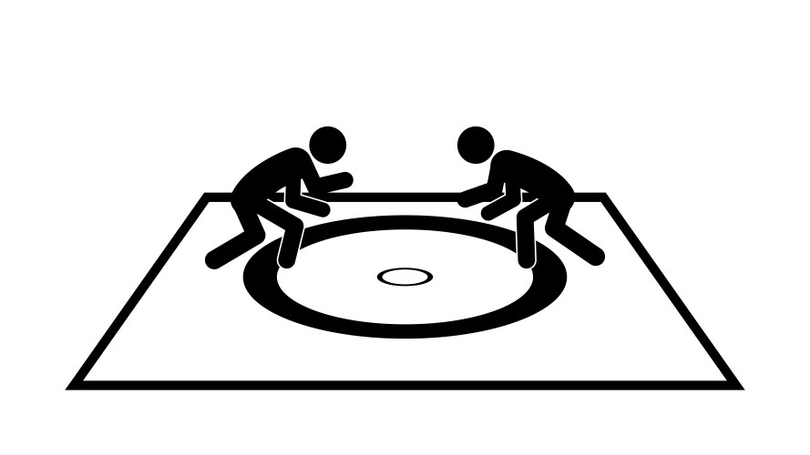 Stick figure wrestlers in the rack flat Royalty Free Vector
