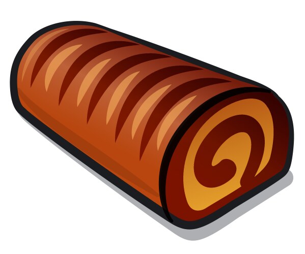 Chocolate roll cake with strawberries Royalty Free Vector
