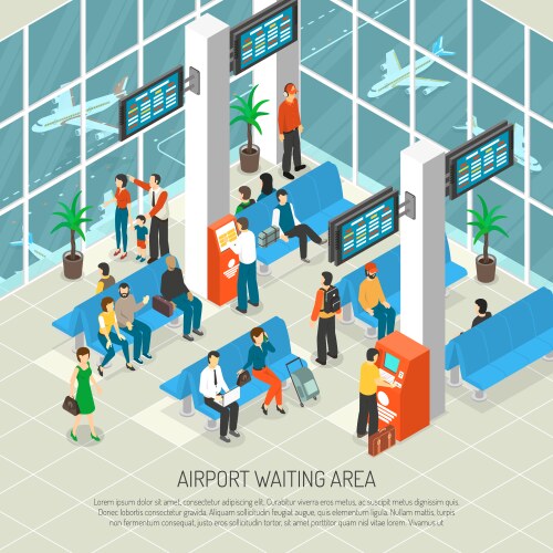 Railway bus station or airport waiting area Vector Image