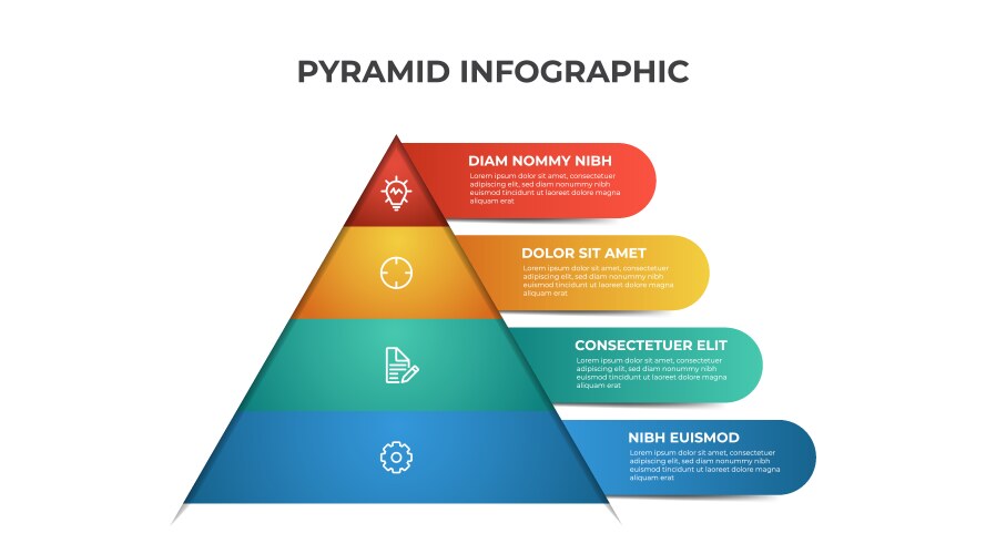 Pyramid triangle with 7 steps levels Royalty Free Vector