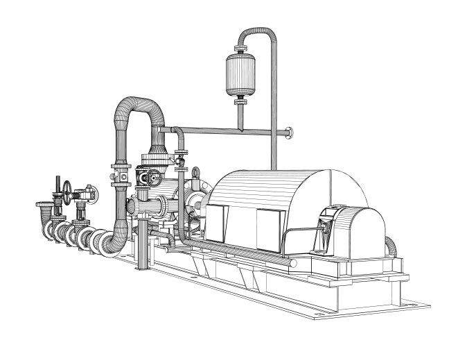 Industrial water pump machine infographics flat Vector Image