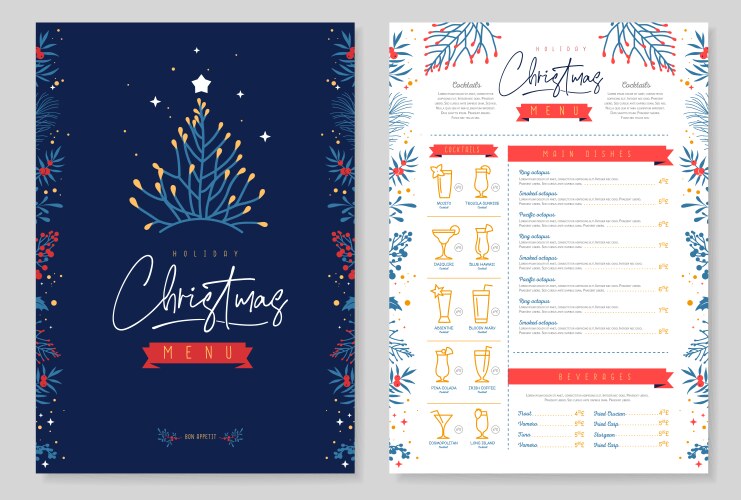 Christmas menu with snowflake design Royalty Free Vector