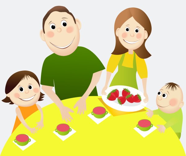 Dad is hugging three children happy large families