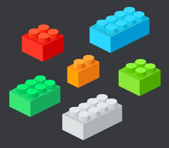 Plastic building blocks toy bricks cartoon icon Vector Image