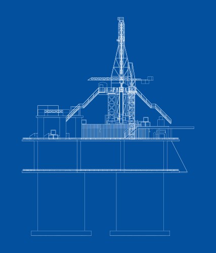 Offshore oil rig rendering of 3d Royalty Free Vector Image