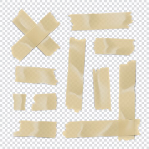 Adhesive tape set sticky paper strip isolated Vector Image
