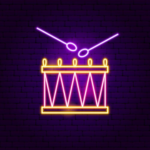 Neon signboard with microphone in round frame Vector Image