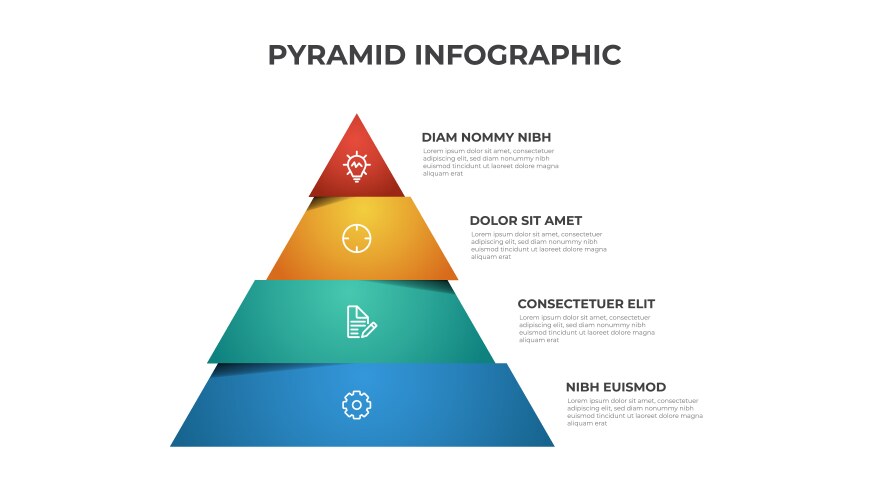 Colorful pyramid infographic template with 3 Vector Image