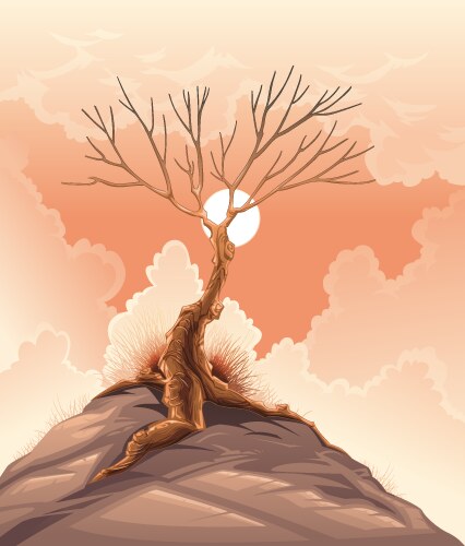 Cartoon color dry land scene concept Royalty Free Vector