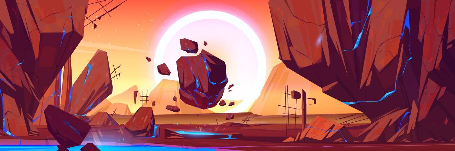 Cartoon alien planet surface with stones Vector Image